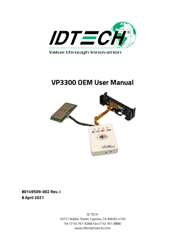 IDTECH VP3300 EMV 3-in-1 OEM Module User Manual | Manualzz
