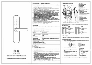 CAPTAIN LOCK PICK E202 Smart Lock User Manual | Manualzz