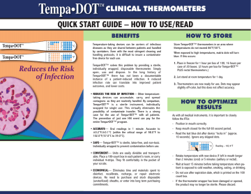 Tempa DOT Clinical Thermometers User Manual | Manualzz