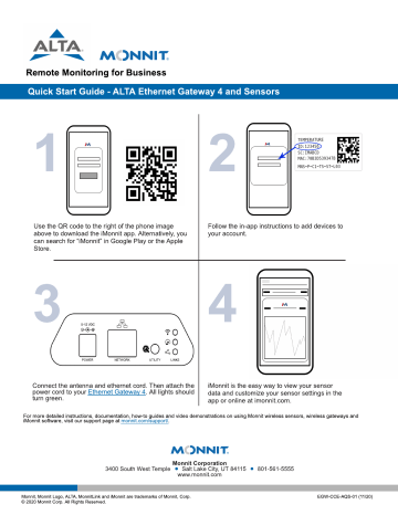 MONNIT ALTA Ethernet Gateway 4 and Sensor User Guide | Manualzz