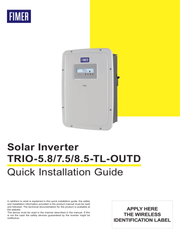FIMER TRIO-5.8-TL-OUTD Solar Inverter Installation Guide | Manualzz
