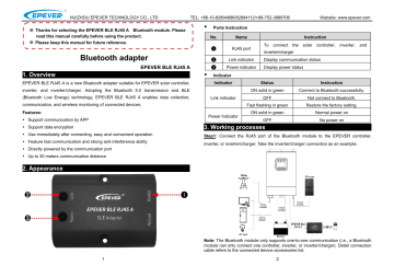 EPEVER BLE RJ45 A Bluetooth Adapter User Manual | Manualzz