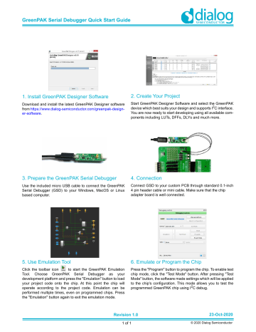 dialog SEMICONDUCTOR SLG4DVKGSD GreenPAK Serial Debugger User Guide ...
