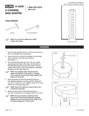 ULINE H-4590 U-CHANNEL Base Adapter Installation Guide | Manualzz