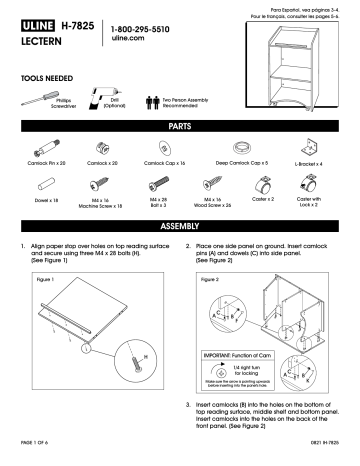 Uline H-7825 Lectern Guide d'installation | Manualzz