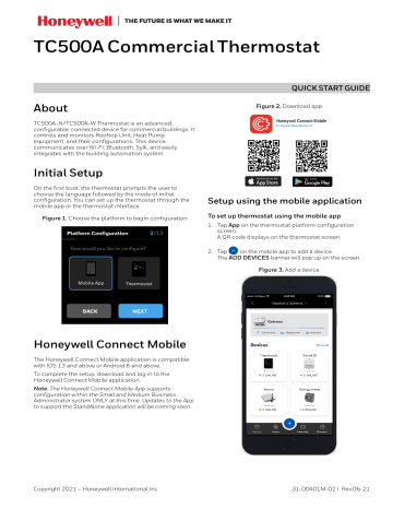 Honeywell TC500A Commercial Thermostat User Guide | Manualzz