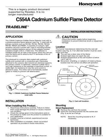 Honeywell C554A Cadmium Sulfide Flame Detector Installation Guide ...