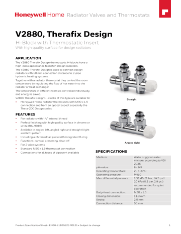 Honeywell Home V2880, Therafix Design User Guide | Manualzz