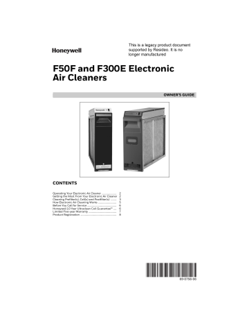 Honeywell F50F and F300E Electronic Air Cleaners User Guide | Manualzz