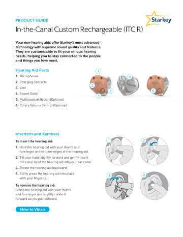 Starkey In-The Canal Custom Rechargeable ITC R User Guide | Manualzz