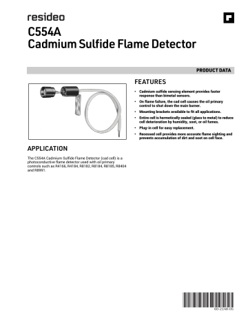 resideo C554A Cadmium Sulfide Flame Detector User Guide | Manualzz
