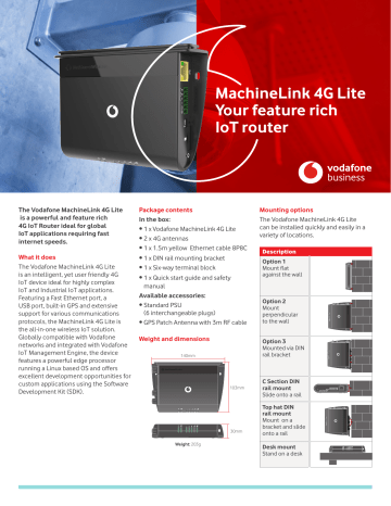 Vodafone MachineLink 4G Lite IoT router User Manual | Manualzz