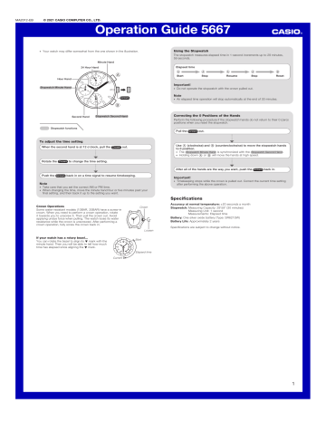 Casio Wrist Watch User Guide | Manualzz