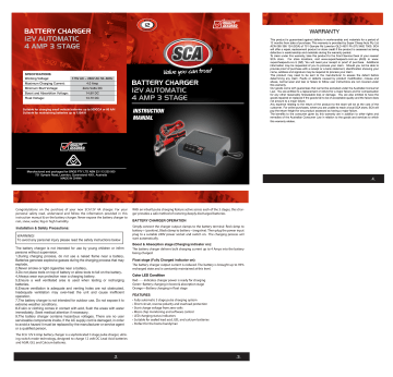 SCA Battery Charger Instruction manual | Manualzz