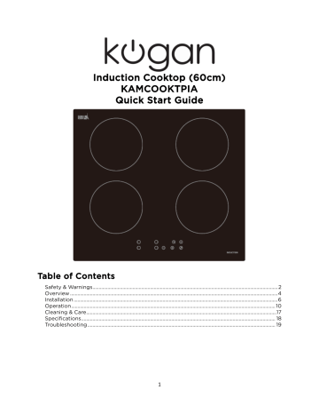 Kogan Induction Cooktop User Guide | Manualzz