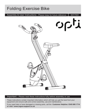 OPTI Folding Exercise Bike Instructions | Manualzz