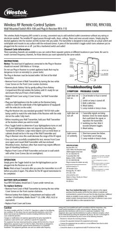 Westek Wireless RF Remote Control System User Guide | Manualzz