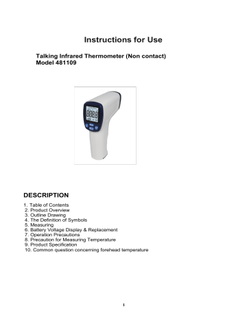 Thermometers Talking Infrared Thermometer Instruction manual | Manualzz