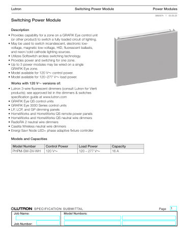 Lutron Switching Power Module User Guide | Manualzz