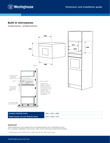 Westinghouse Built in Microwaves Installation Guide | Manualzz