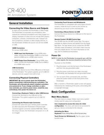 POINTMAKER 4K Annotation System User Guide | Manualzz
