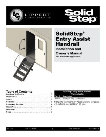 LIPPERT SolidStep Entry Assist Handrail Owner’s Manual | Manualzz