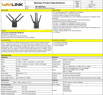 WavLink AC1200 WiFi AP/Router Specifications | Manualzz
