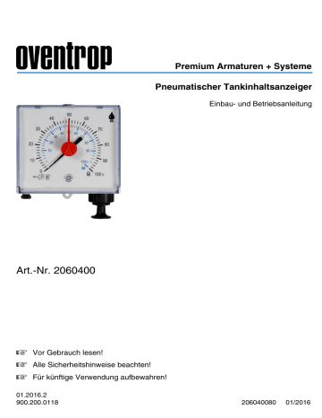 Oventrop 2060400 Pneumatic level indicator Bedienungsanleitung | Manualzz