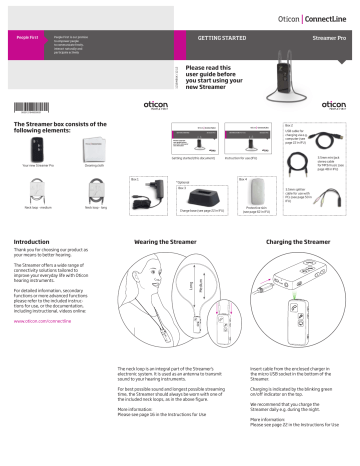 oticon ConnectLine Streamer Pro Getting Started | Manualzz