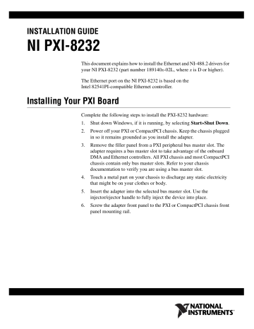 National Instruments PXI-8232 Installation Manual | Manualzz