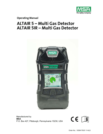 MSA Altair 5, altair 5IR Operating Manual | Manualzz