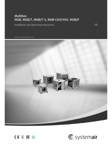 SystemAir Multibox MUB Series Installation And Operating Instructions ...