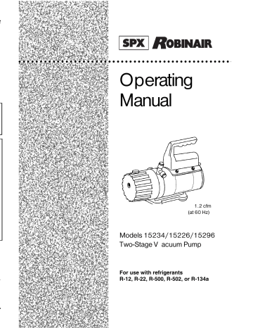 Robinair 15234 Operating Manual | Manualzz