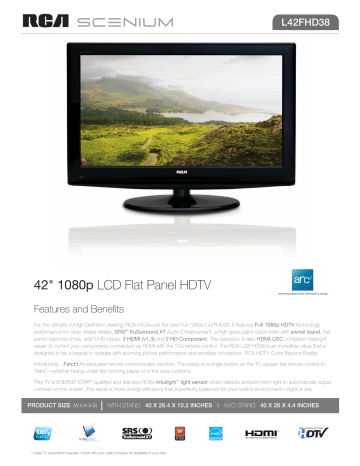 RCA SCENIUM L42FHD38 Specifications | Manualzz