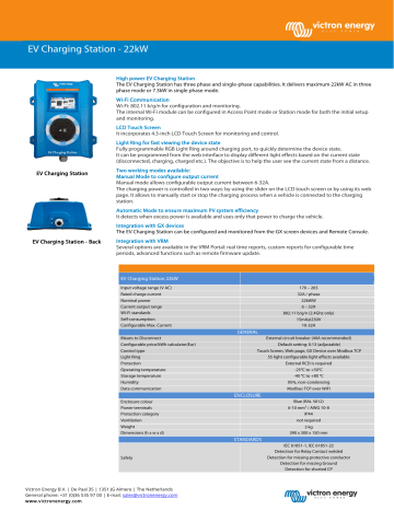 Victron Energy EV Charging Station Datasheet | Manualzz