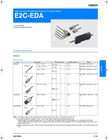 Omron E2C-EDA Series Datasheet | Manualzz