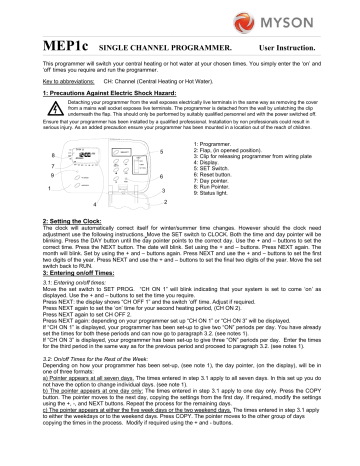 Myson MEP1c User Instructions | Manualzz