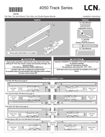 LCN 4050 Track Series Installation Instructions Manual | Manualzz