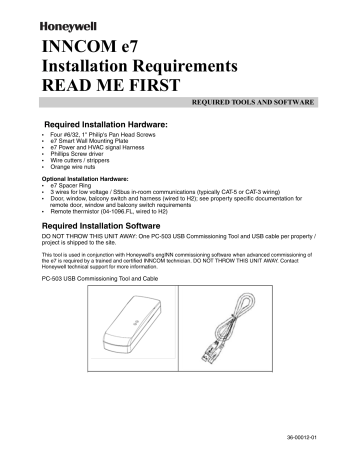 Honeywell INNCOM e7 Installation Instructions Manual | Manualzz