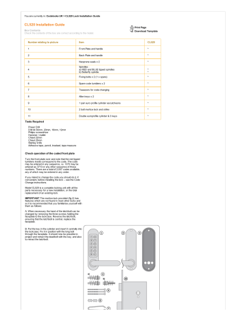 CODELOCKS CL520 Installation Manual | Manualzz