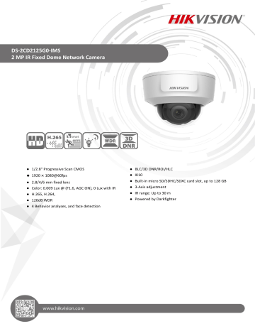 Hikvision DS-2CD2125G0-IMS Network Camera Data Sheet | Manualzz
