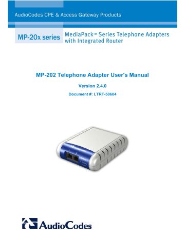 Configuring VoIP Parameters. AudioCodes MewdiaPack MP-202, MediaPack MP ...