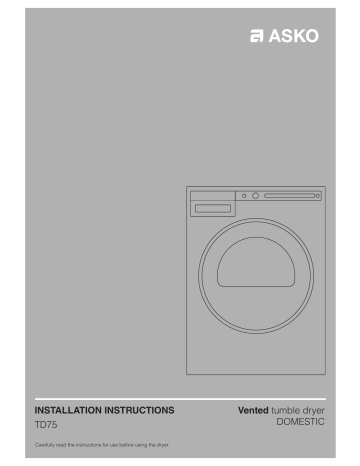 Asko TD75 Installation Instructions Manual | Manualzz