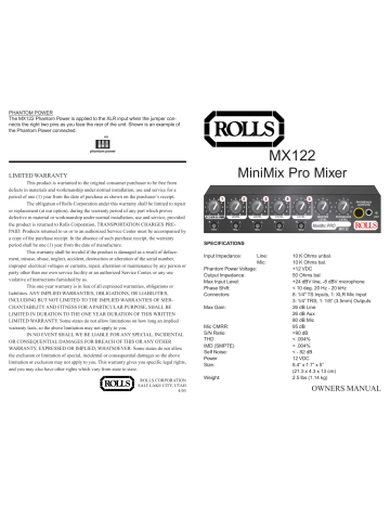 Rolls MX122 Owner's Manual | Manualzz