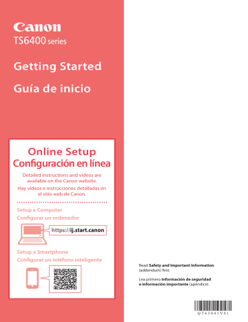 Canon PIXMA TS6420 printer Getting Started Guide | Manualzz