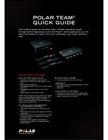 Polar Electro Team2 Quick Manuals | Manualzz