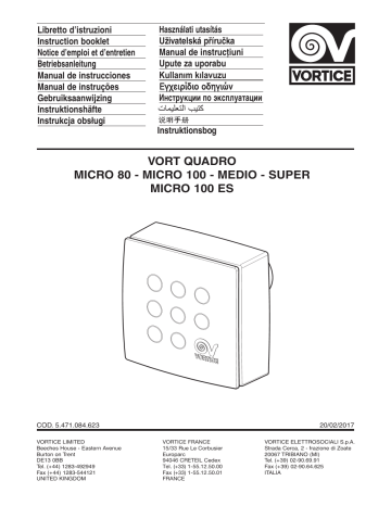 Vortice MICRO 100 Instrukcja obsługi | Manualzz