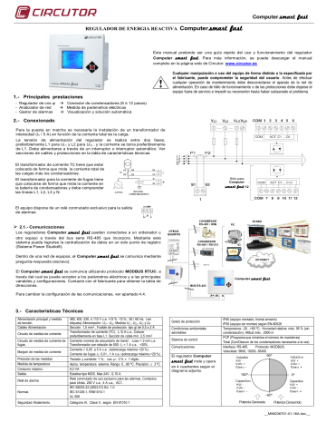 Circutor cSMARTF Power Factor regulator Manual de usuario | Manualzz