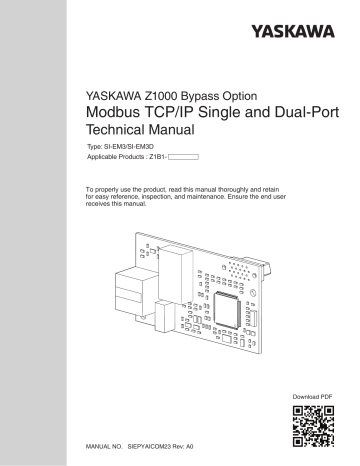 Yaskawa 1000 Series Modbus TCP-IP Manual | Manualzz