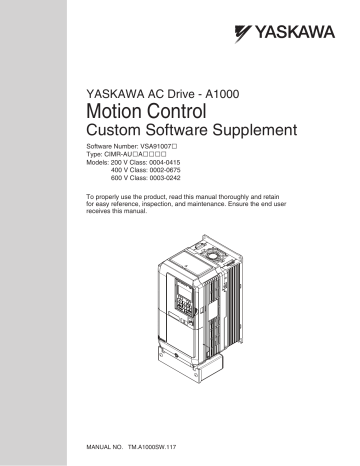 Yaskawa A1000 Drive Manual | Manualzz